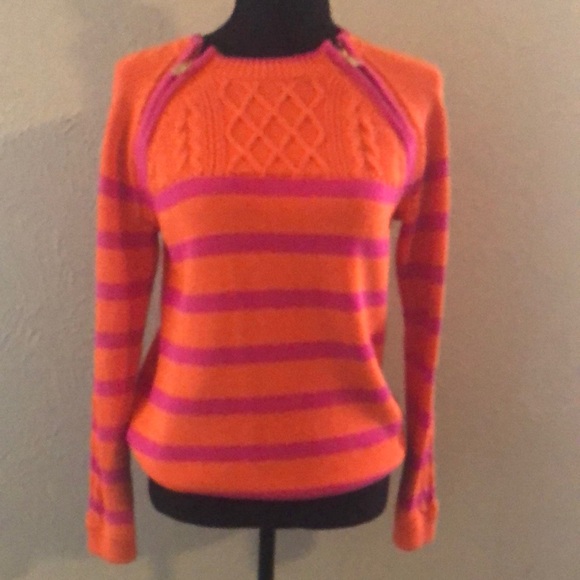 Talbots | Sweaters | Talbots Orange And Pink Crew Neck Sweater With ...